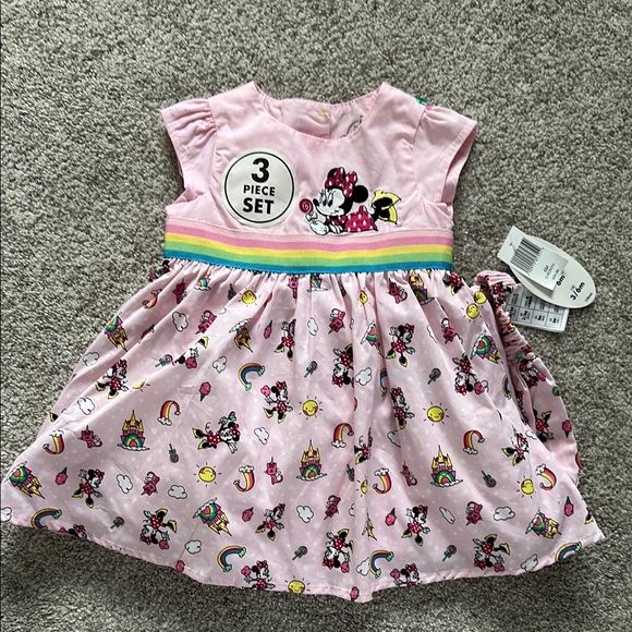 Dresses | Pink Minnie Mouse Dress With Rainbow Accents | Poshmark